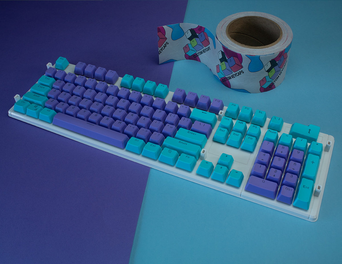 Cyan and Purple PBT Keycaps Old Style – Custom Keycaps UK