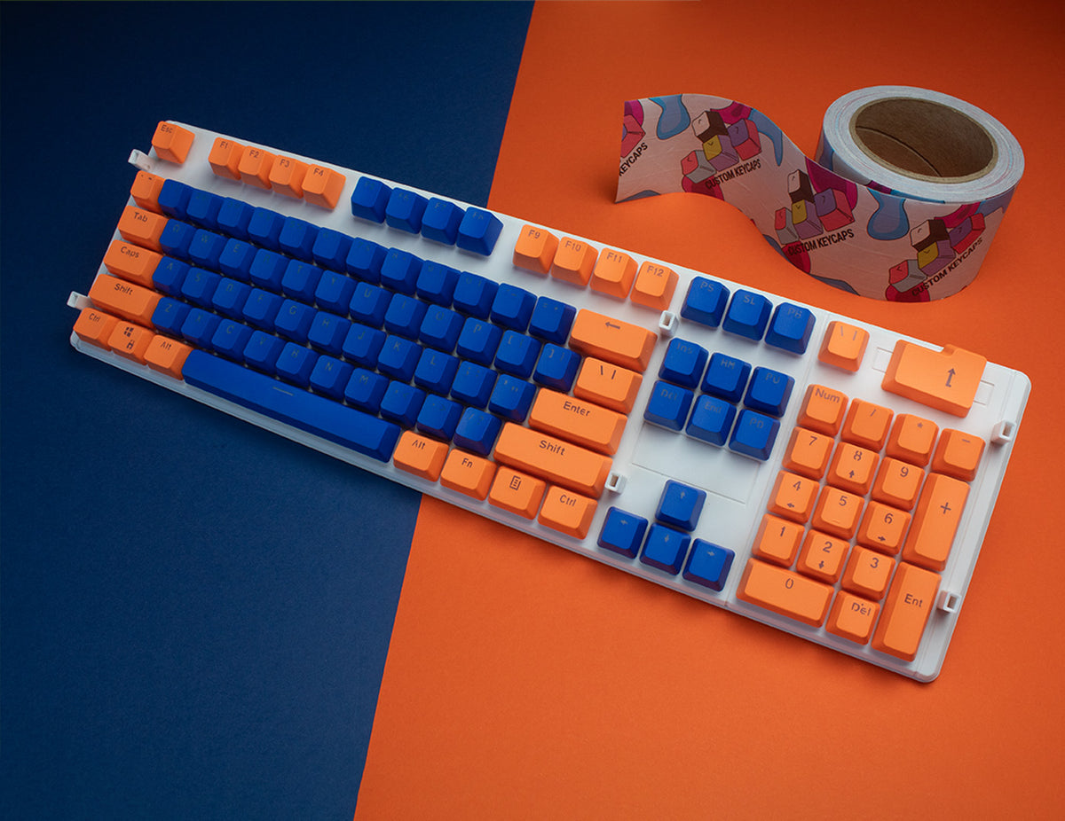 Orange and Dark Blue PBT Keycaps – Custom Keycaps UK