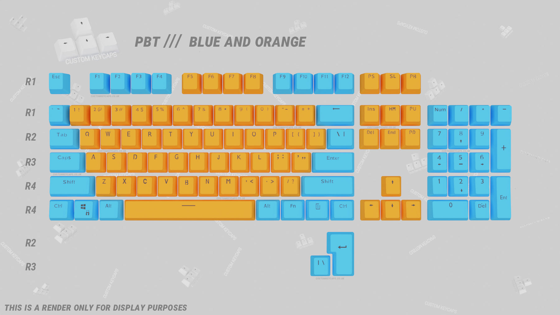 Orange and Blue PBT Keycaps – Custom Keycaps UK