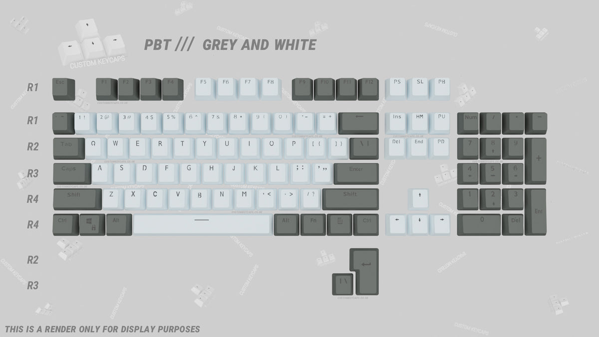Grey and White PBT Keycaps – Custom Keycaps UK