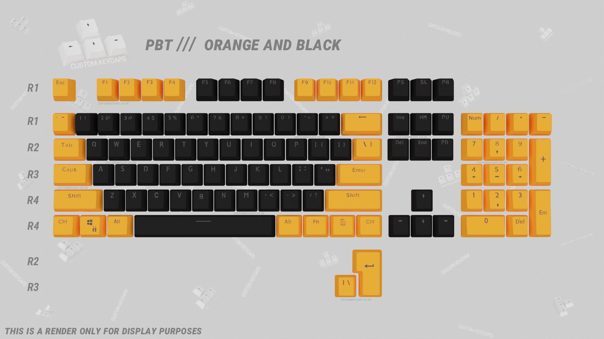 Black and Orange PBT Keycaps – Custom Keycaps UK