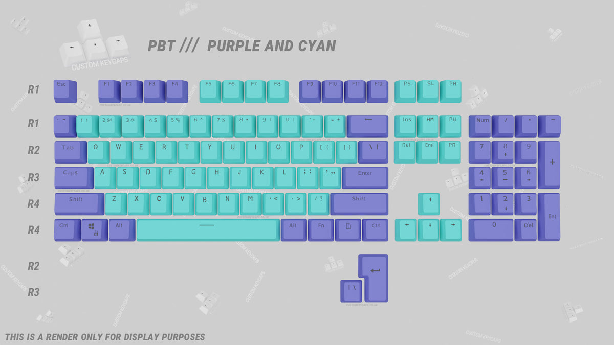 Purple and Cyan PBT Keycaps – Custom Keycaps UK