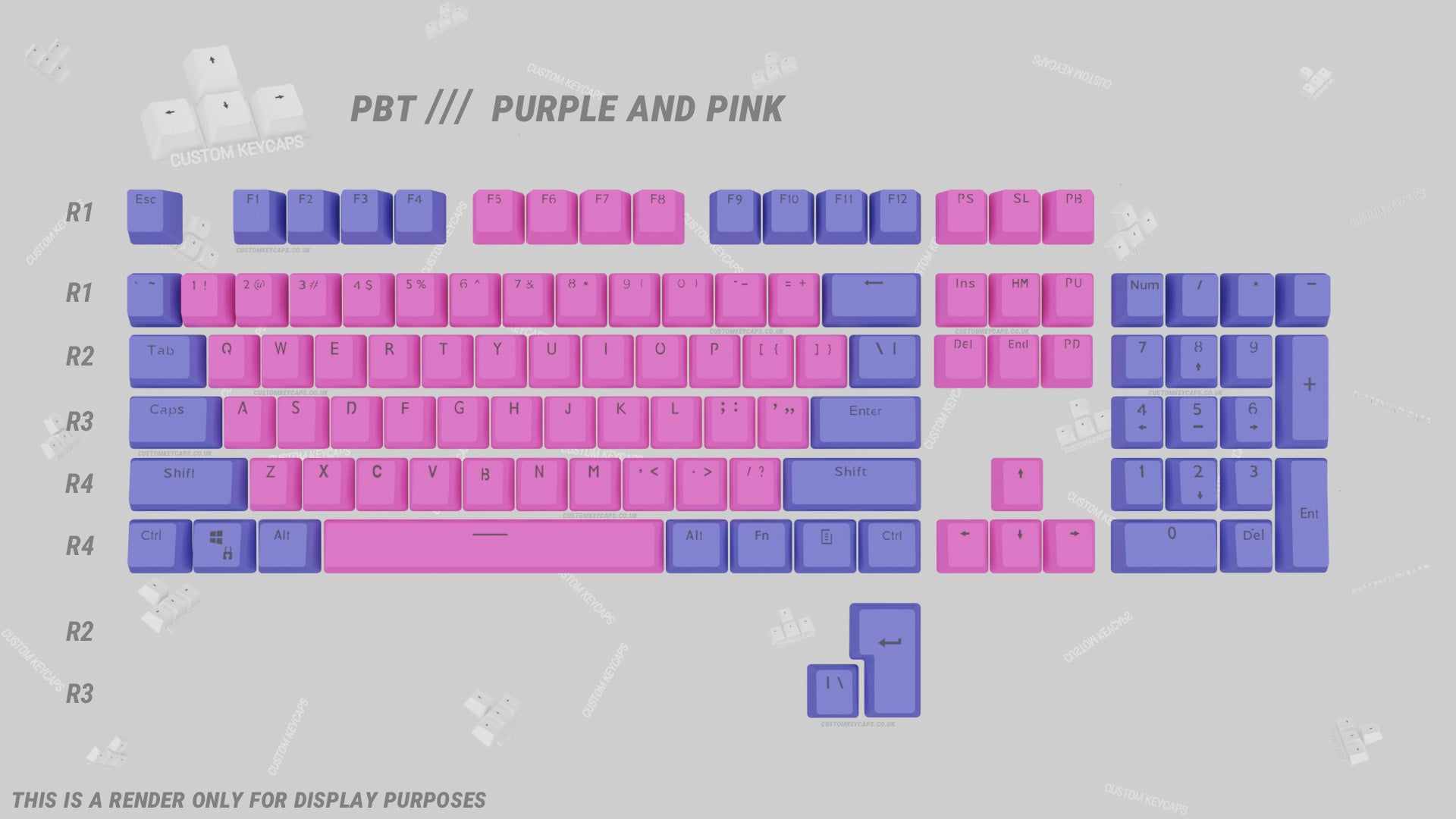 Purple and Pink PBT Keycaps – Custom Keycaps UK