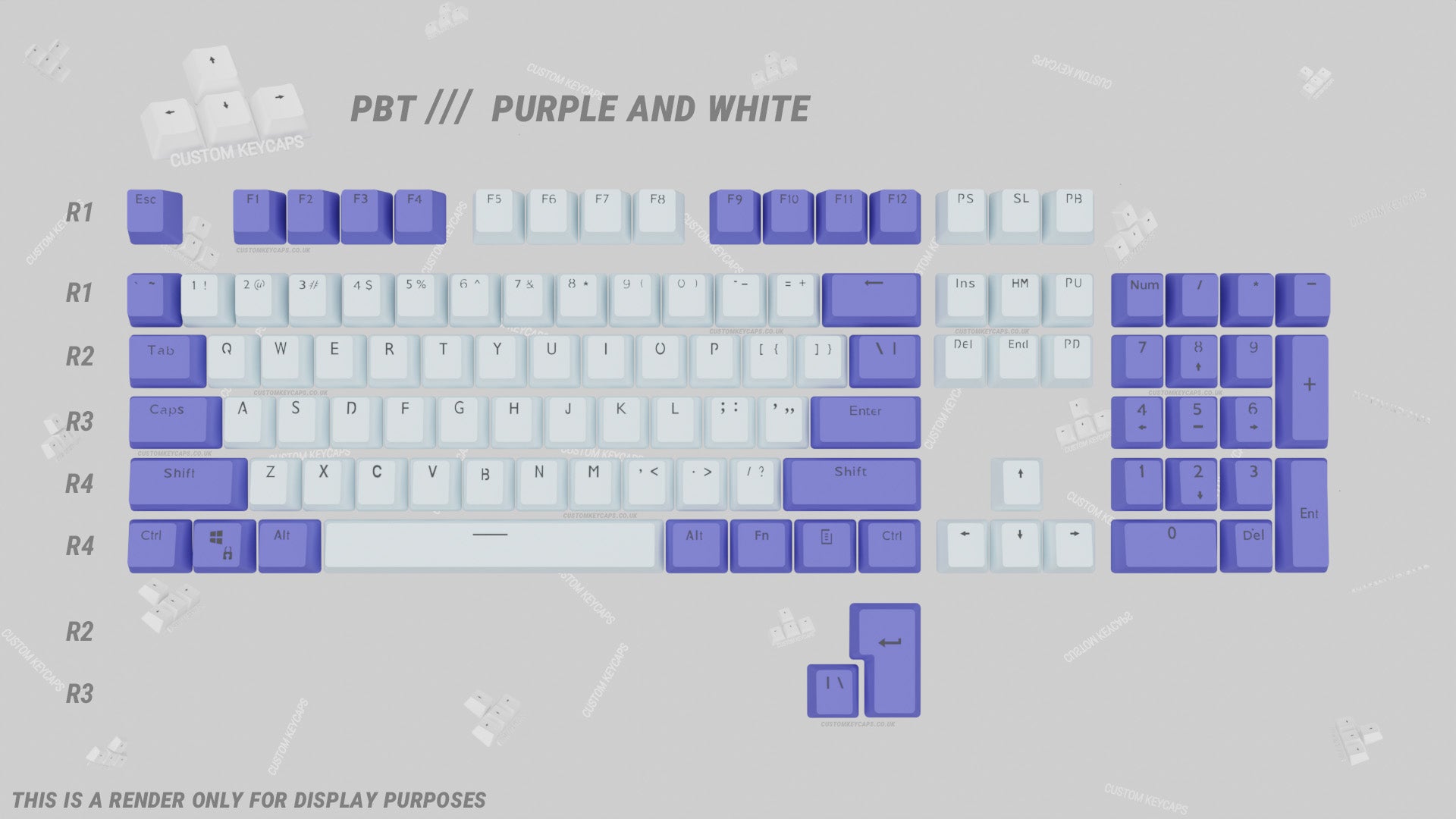 Purple and White PBT Keycaps – Custom Keycaps UK