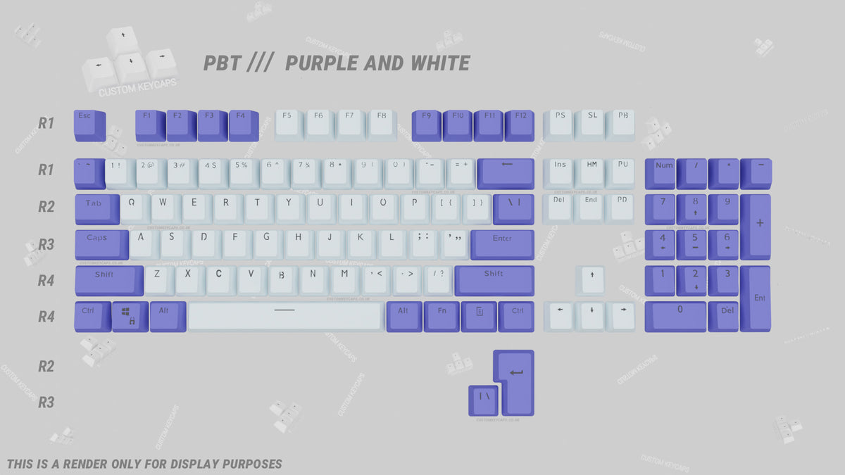 Purple and White PBT Keycaps – Custom Keycaps UK