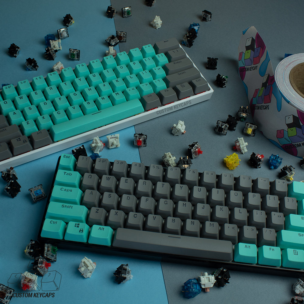 Cyan and Grey PBT Keycaps – Custom Keycaps UK