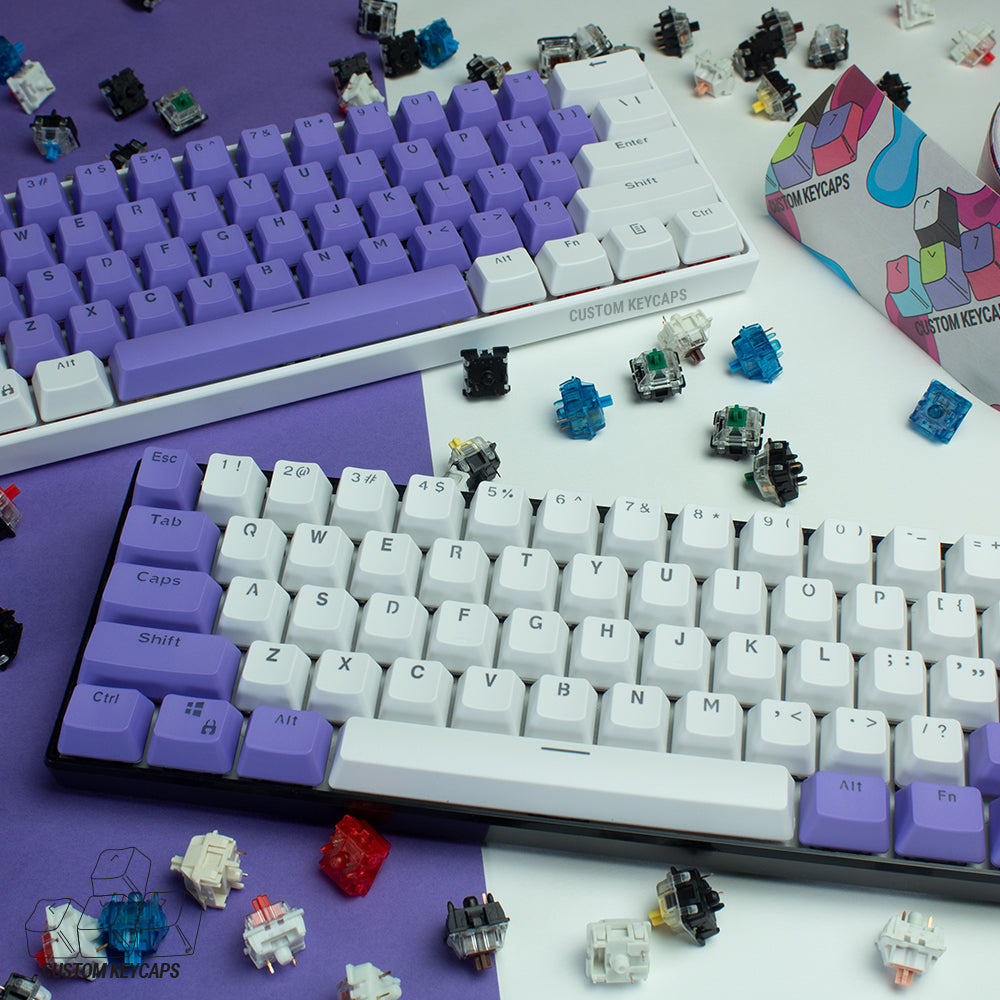 Purple and White PBT Keycaps – Custom Keycaps UK