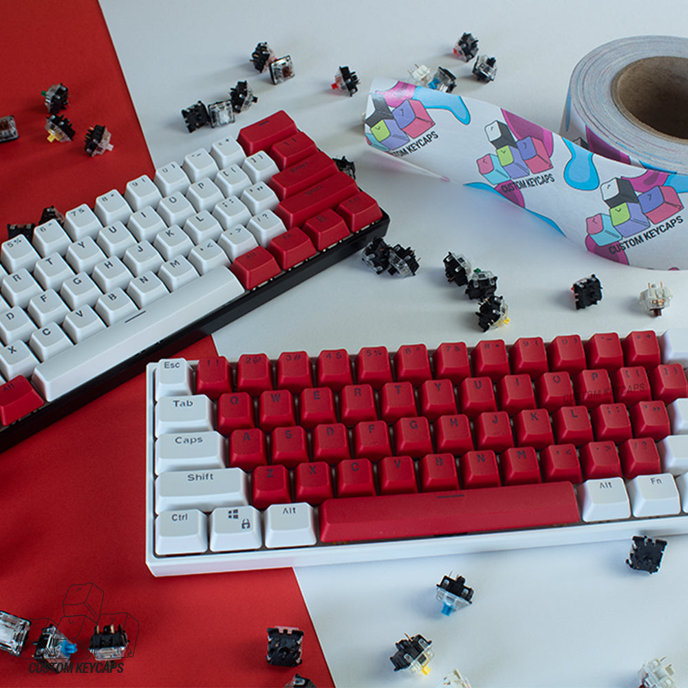 Red and White PBT Keycaps – Custom Keycaps UK